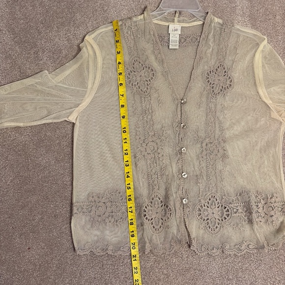 J. Jill | Tops | J Jill Sheer Lace Embroidered Button Up Blouse | Poshmark